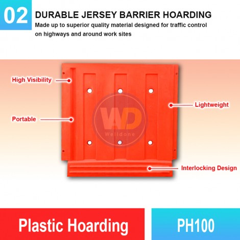 PH100 Plastic Hoarding | Quality Jersey Barrier Hoarding MY | Welldone