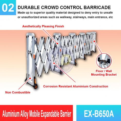 EX-B650A Aluminium Alloy Mobile Expandable Barrier | Welldone
